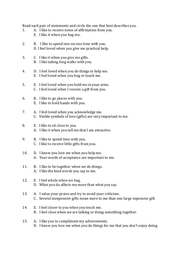 5 Love Languages Quiz | PDF