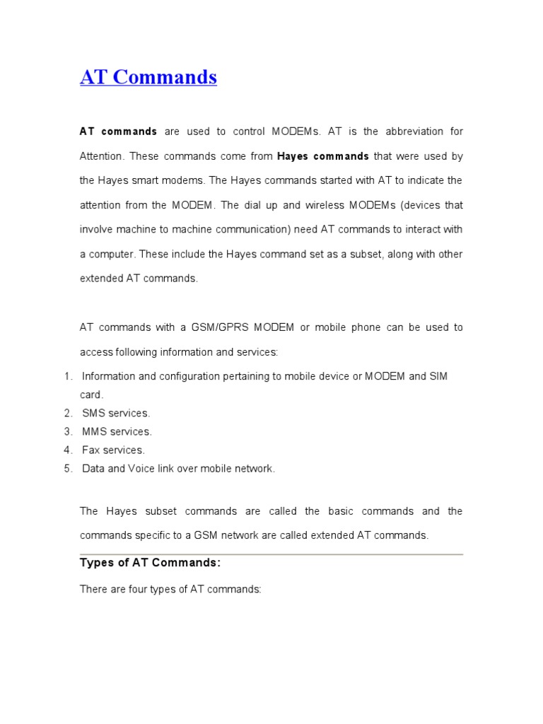 AT Commands of GSM | PDF | Modem | Mobile Phones