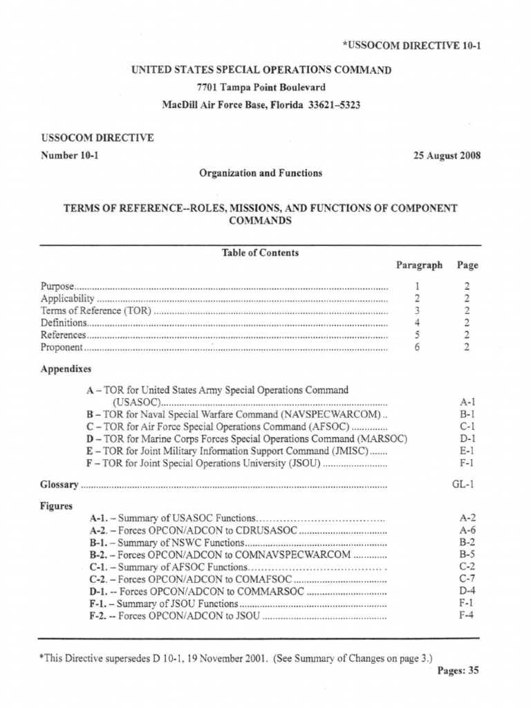 USSOCOM Directive 10-1 Overview | PDF | United States Special ...