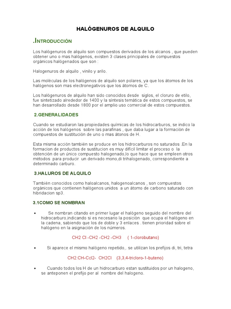 Estructura y Propiedades de Halogenuros | PDF | Alcohol | Constante de ...