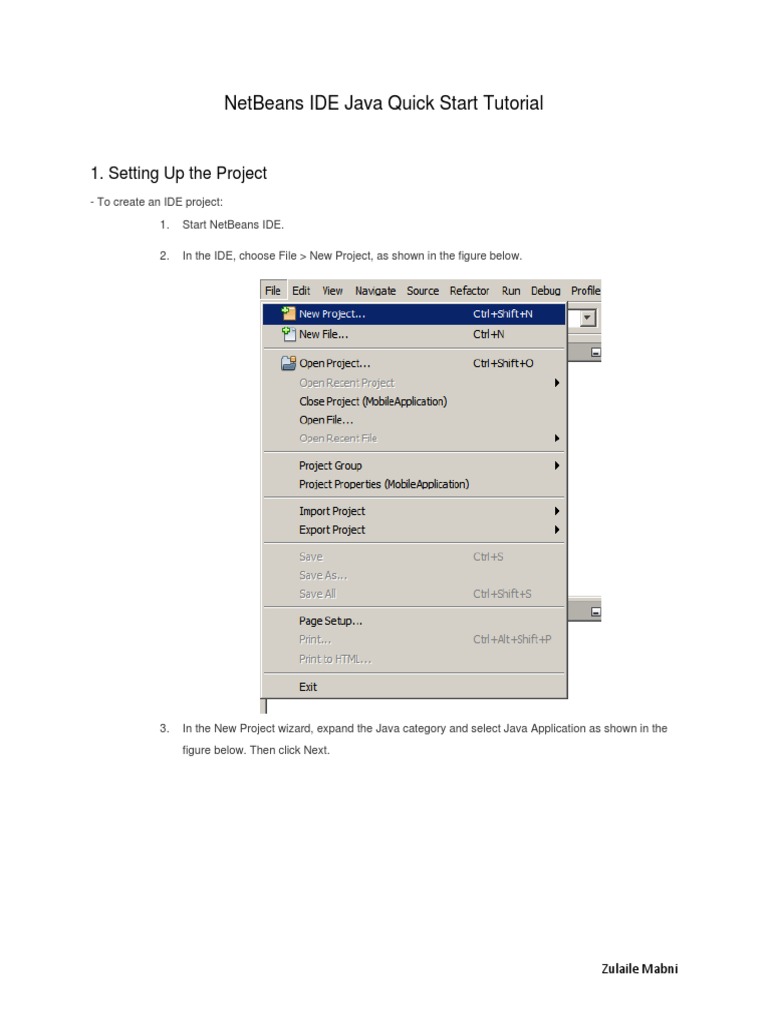 Netbeans Ide Java Quick Start Tutorial: 1. Setting Up The Project | PDF | Net Beans ...