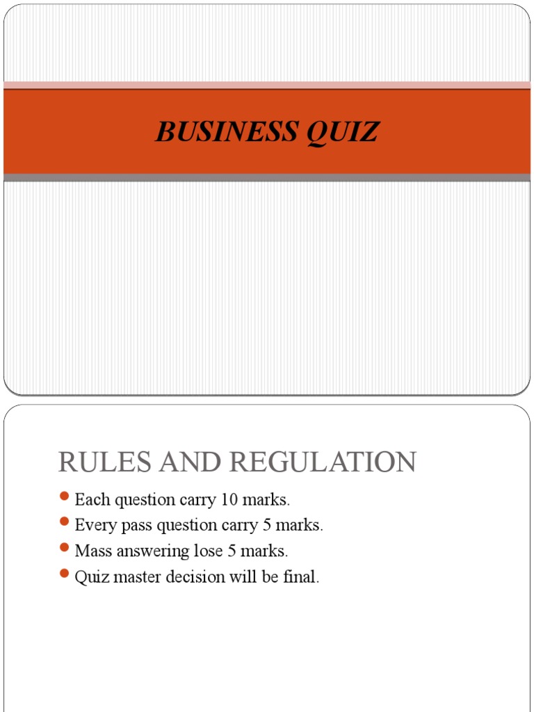Business Quiz: General Knowledge Round | PDF | Business | Finance ...