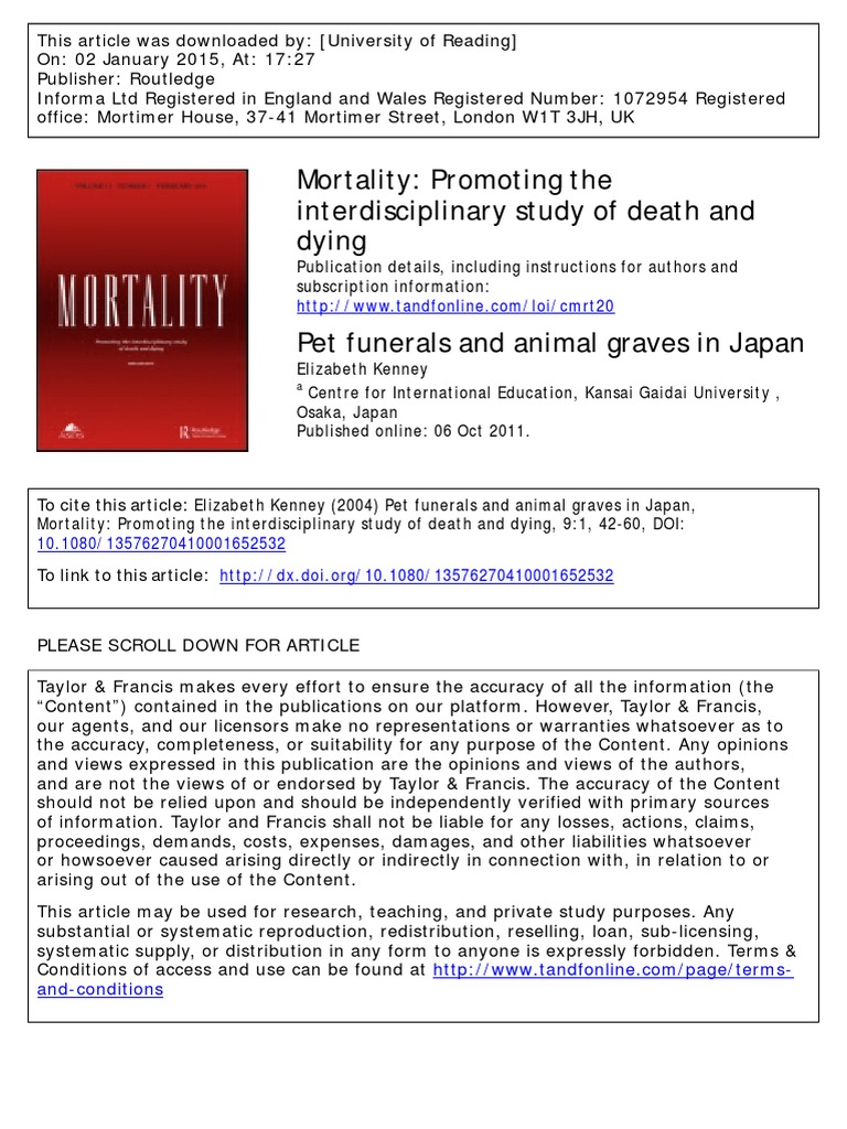 Mortality: Promoting The Interdisciplinary Study of Death and Dying ...