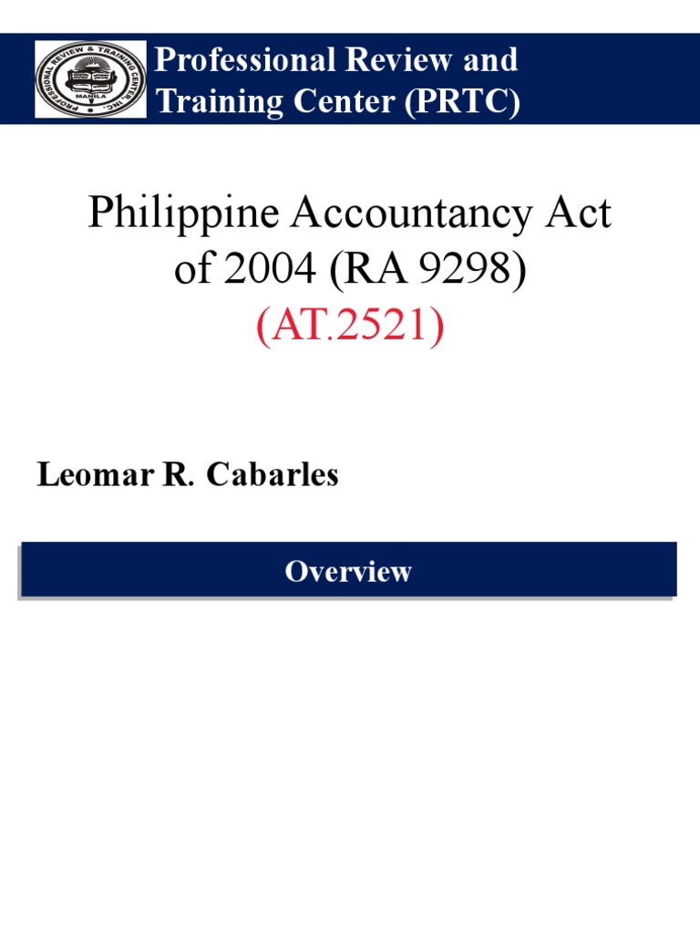 Professional Review and Training Center (PRTC) : Philippine Accountancy ...