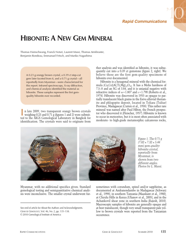Hibonite A New Gem Mineral | PDF | Raman Spectroscopy | Gemstone