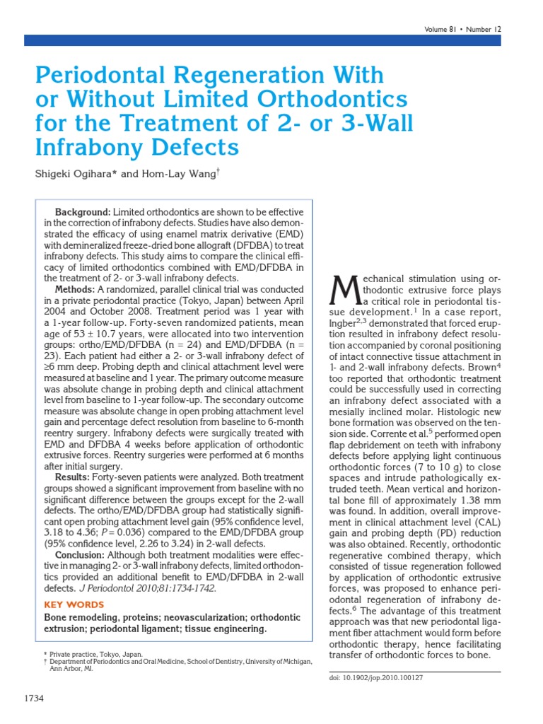 Periodontal Regeneration With or Without Limited Orthodontics For The ...