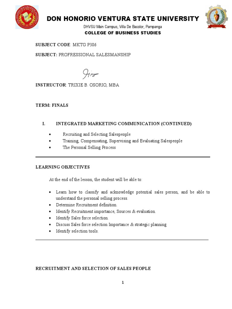 DHVSU Sales Recruitment Guide | PDF | Recruitment | Sales