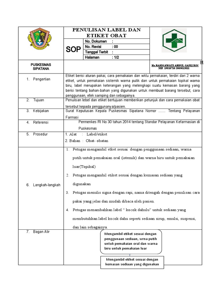 Sop Penulisan Label Dan Etiket Obat | PDF