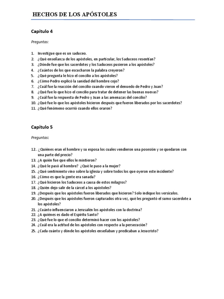 Hechos-Cuestionario Cap.4, 5 y 6 | PDF