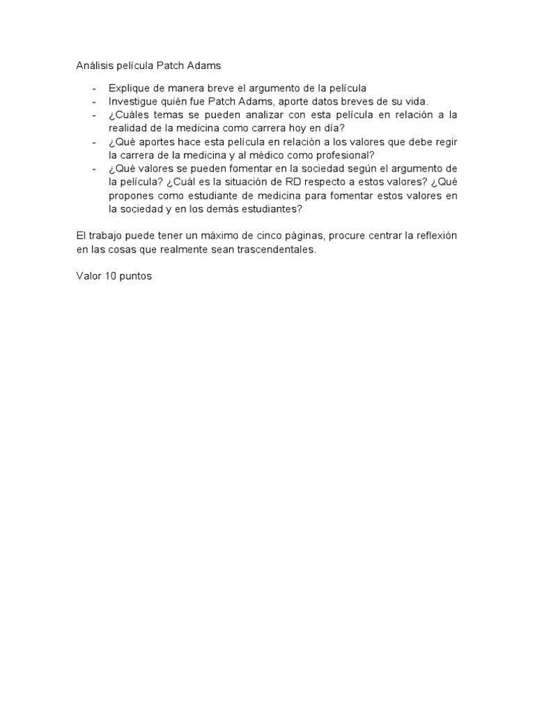Análisis Película Pach Adams | PDF