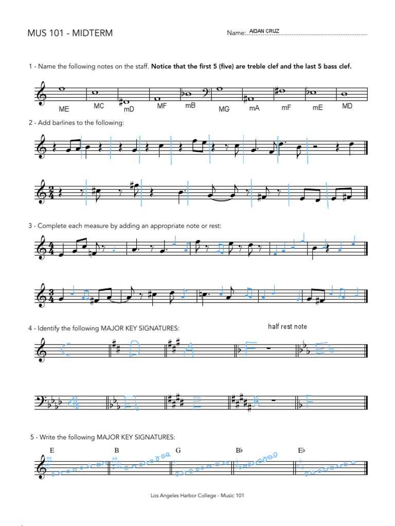 Kami Export - LAHC - MUS 101 - MIDTERM - Spring 21 | PDF | Pitch (Music) | Elements Of Music
