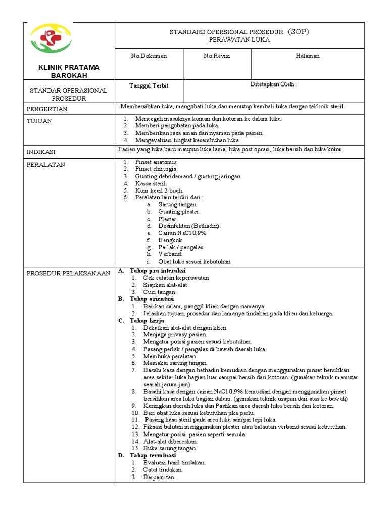 SOP Perawatan Luka | PDF