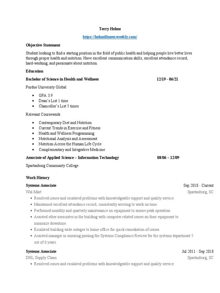 Public Health and Nutrition Resume | PDF | Personal Trainer | Wellness