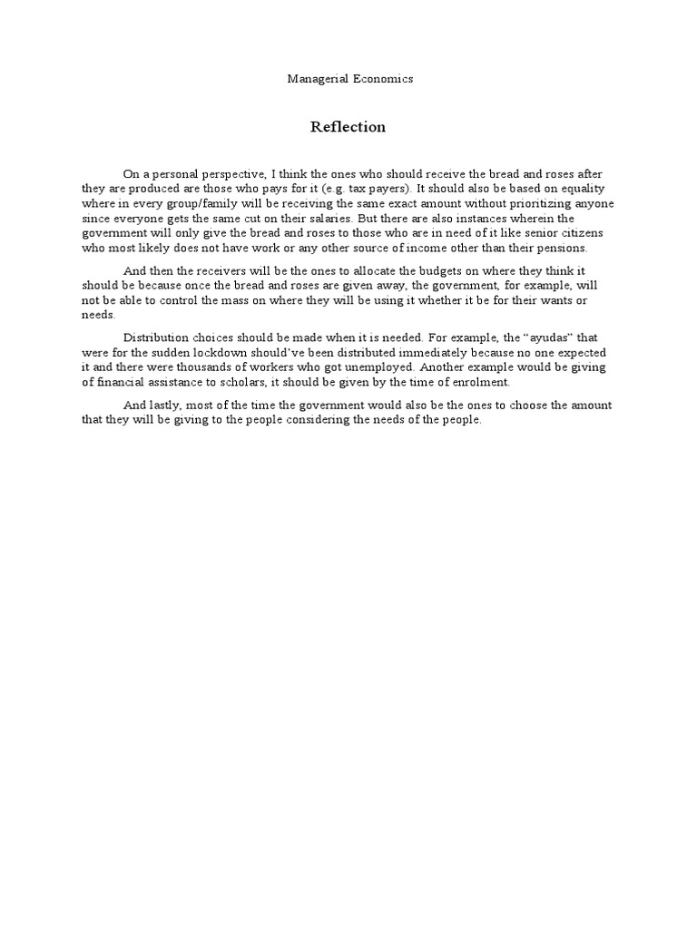 Managerial Economics Reflection 1 | PDF