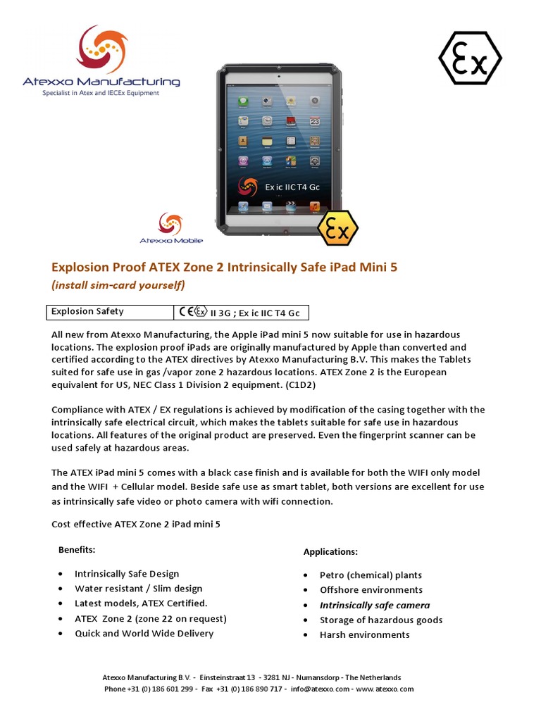 Explosion Proof Atex Zone 2 Intrinsically Safe Ipad Mini 5: (Install ...