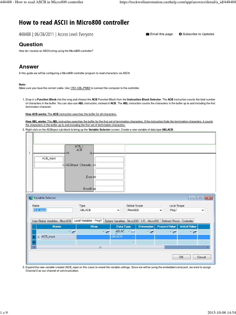 How To Read ASCII in Micro800 Controller | PDF | Ascii | World Wide Web