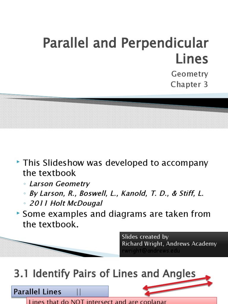 03 Parallel and Perpendicular Lines | PDF | Elementary Geometry | Mathematical Objects