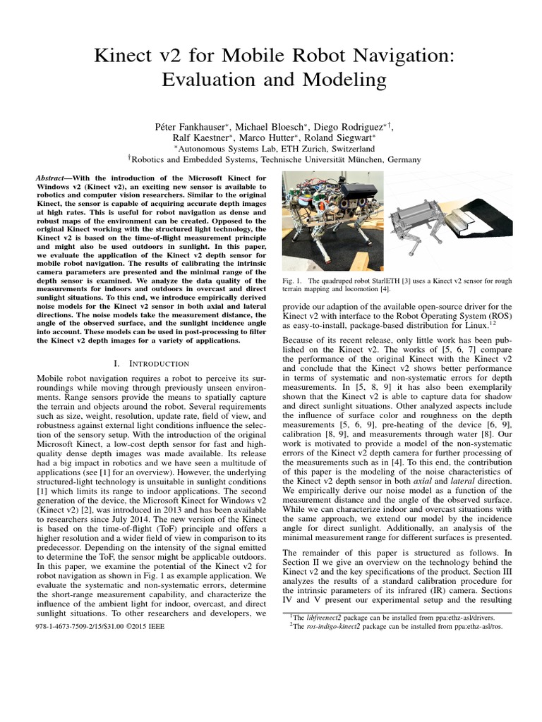 Kinect V2 For Mobile Robot Navigation Evaluation And Modeling