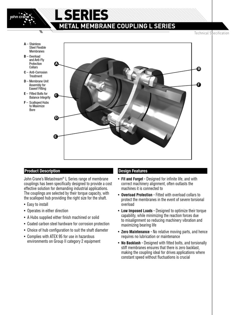 Metal Membrane Coupling L Series: Product Description Design Features ...