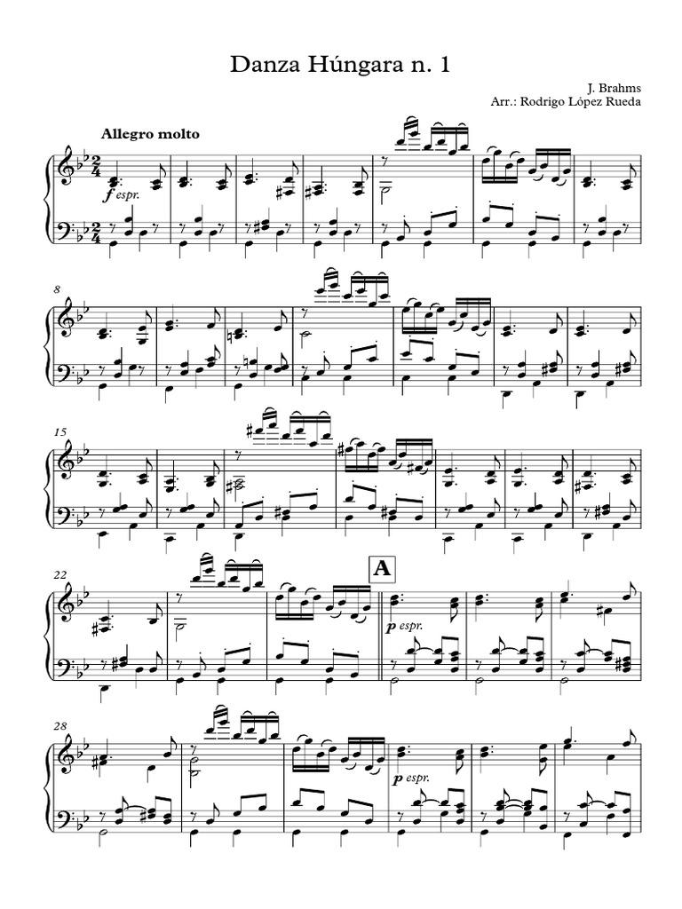 Danza Húngara n 1 - Partitura completa | PDF