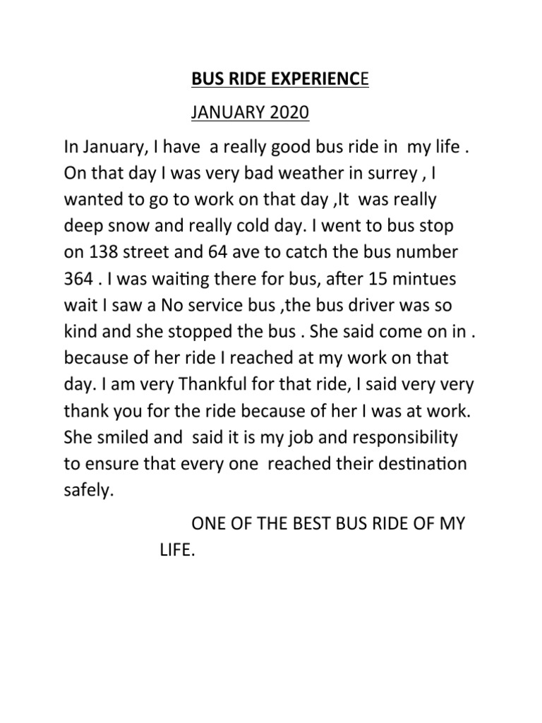Bus Ride Experience | PDF