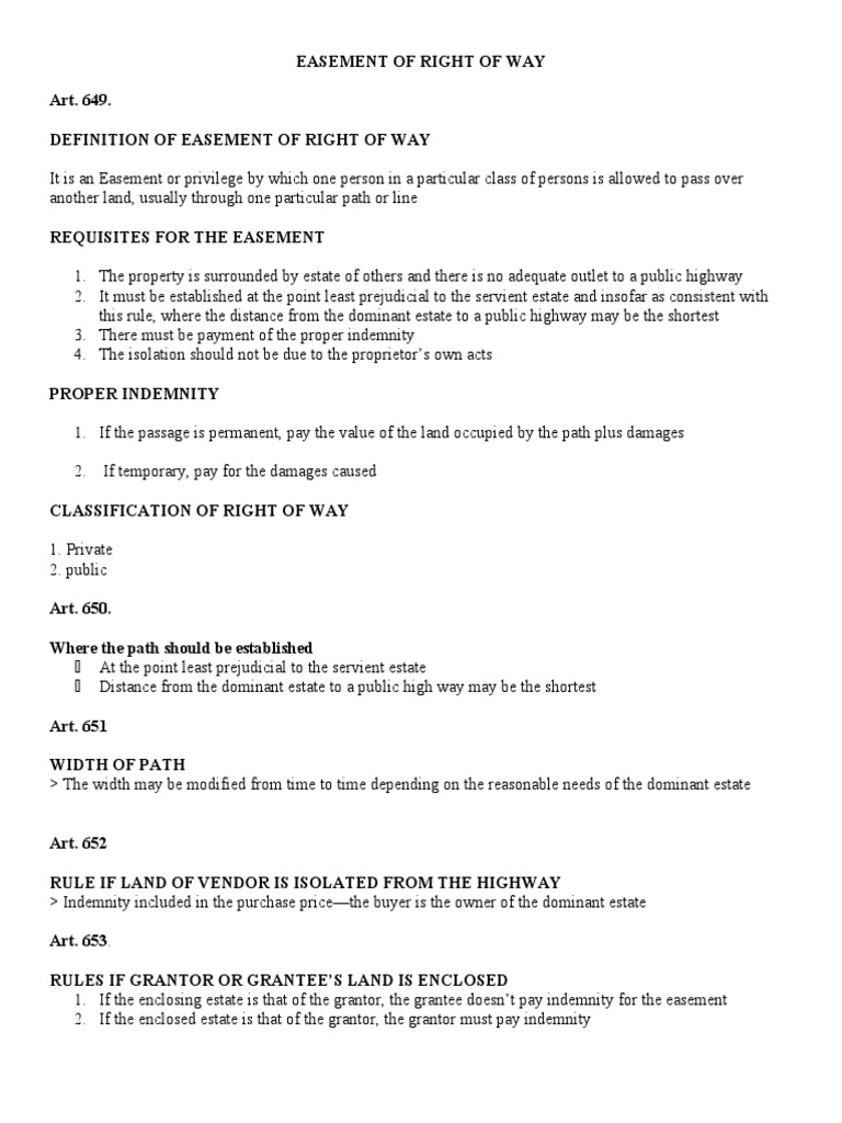 Easement of Right of Way | PDF | Conveyancing | Easement