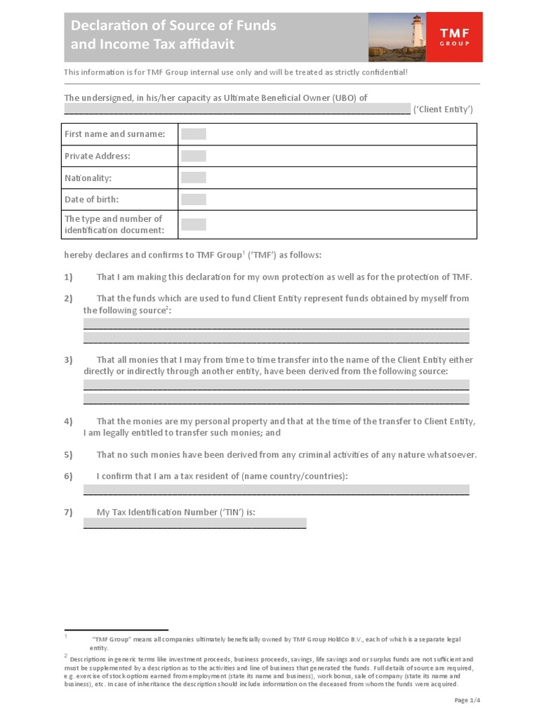 Source of Funds Declaration Form | PDF | Trust Law | Taxes