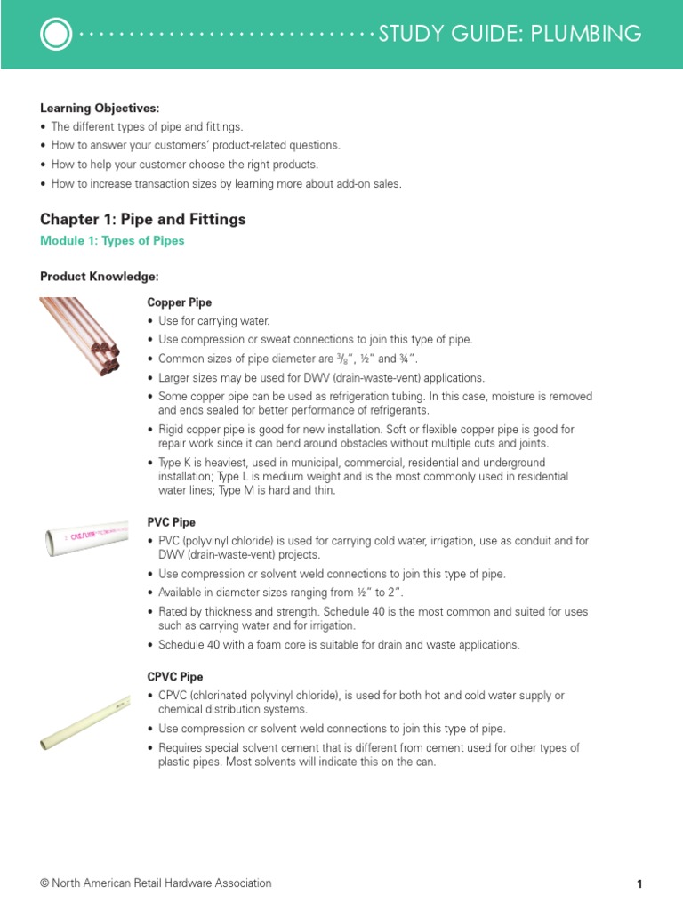 Plumbing Study Guide | PDF | Pipe (Fluid Conveyance) | Tap (Valve)