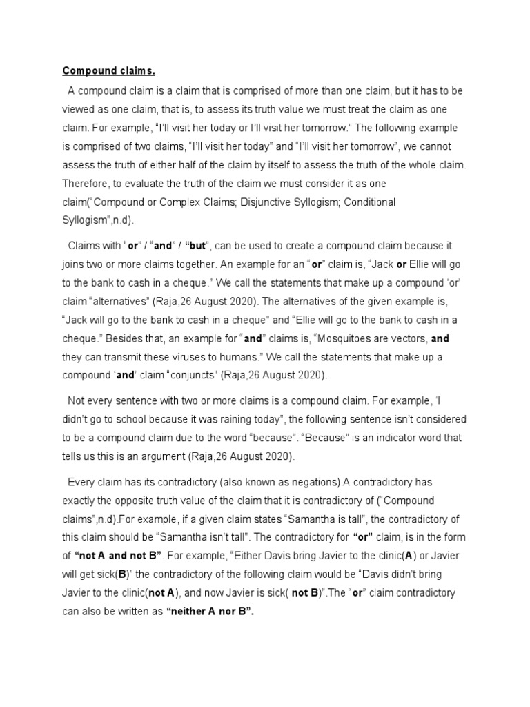 Types of Compound Claims | PDF | Truth | Logic