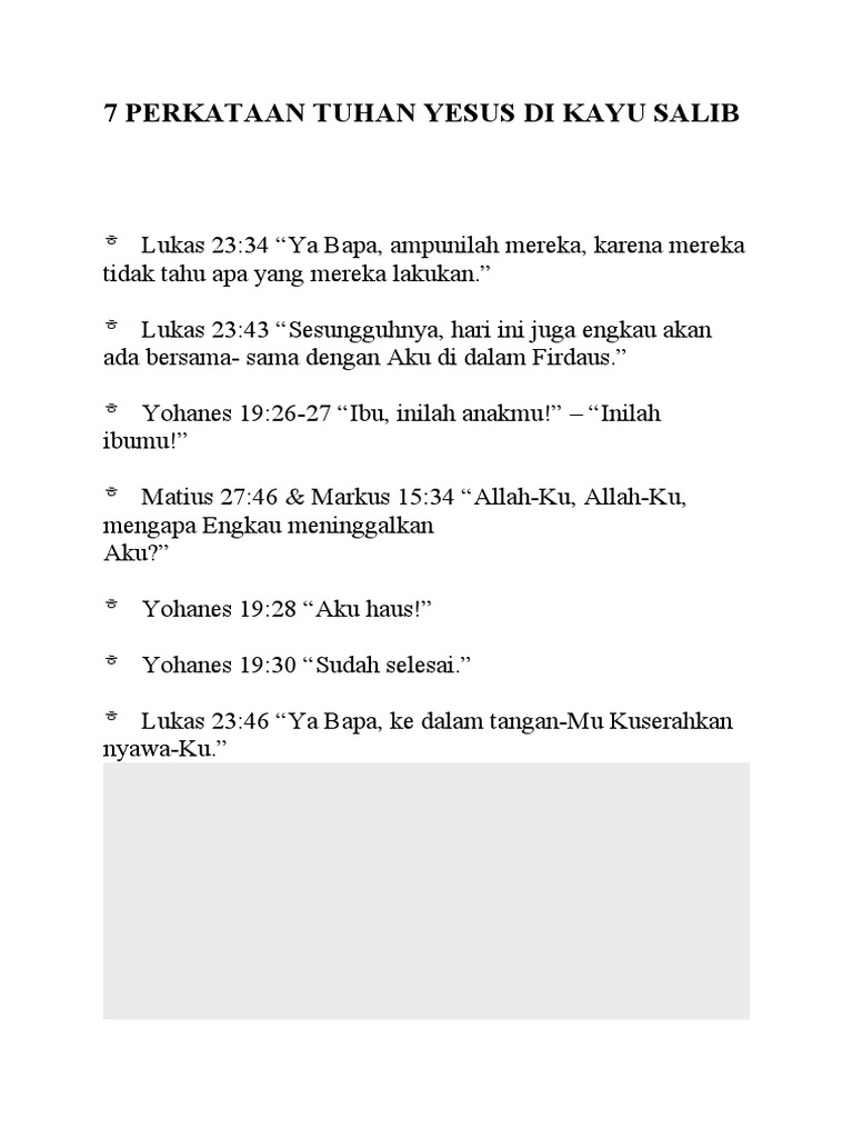 7 Perkataan Tuhan Yesus Di Kayu Salib | PDF