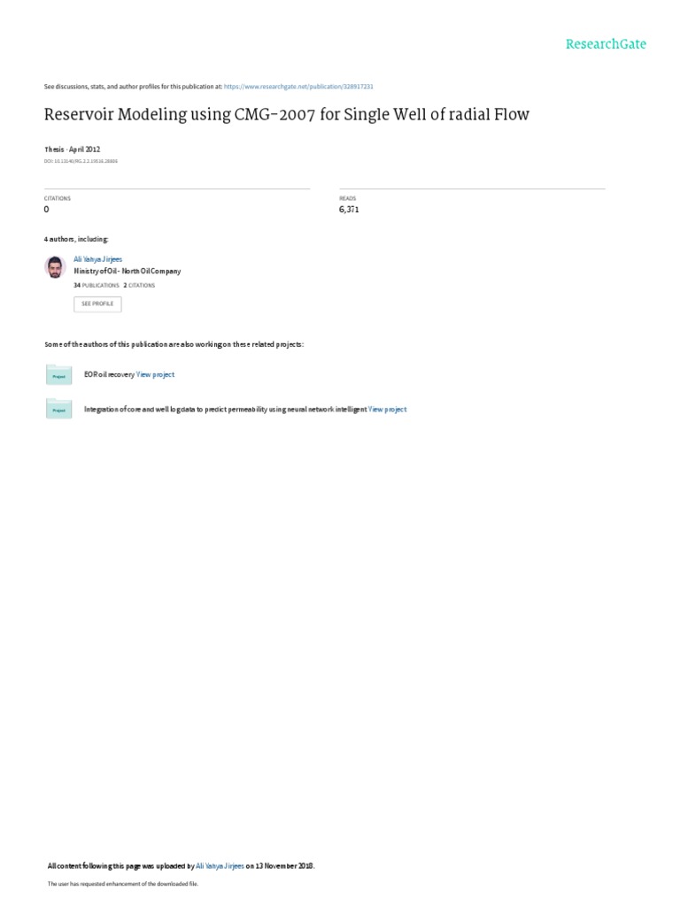 Reservoir Modeling Using CMG-2007 For Single Well of Radial Flow | PDF ...
