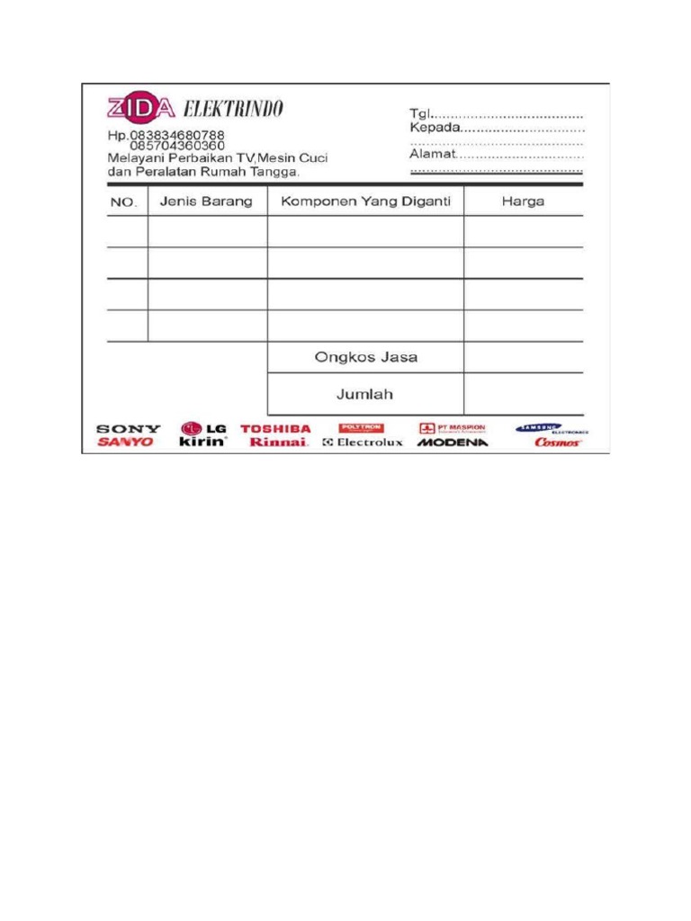 Nota Servis Pompa | PDF