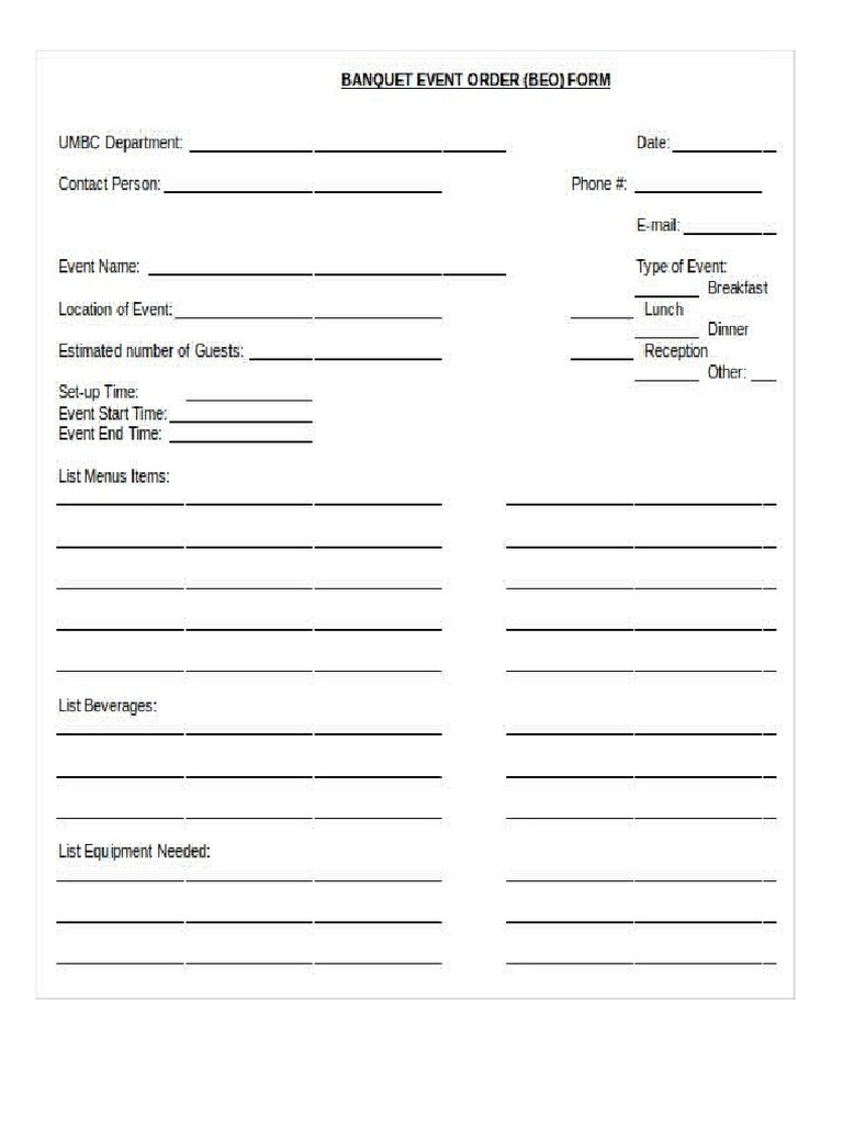 Banquet Event Order | PDF