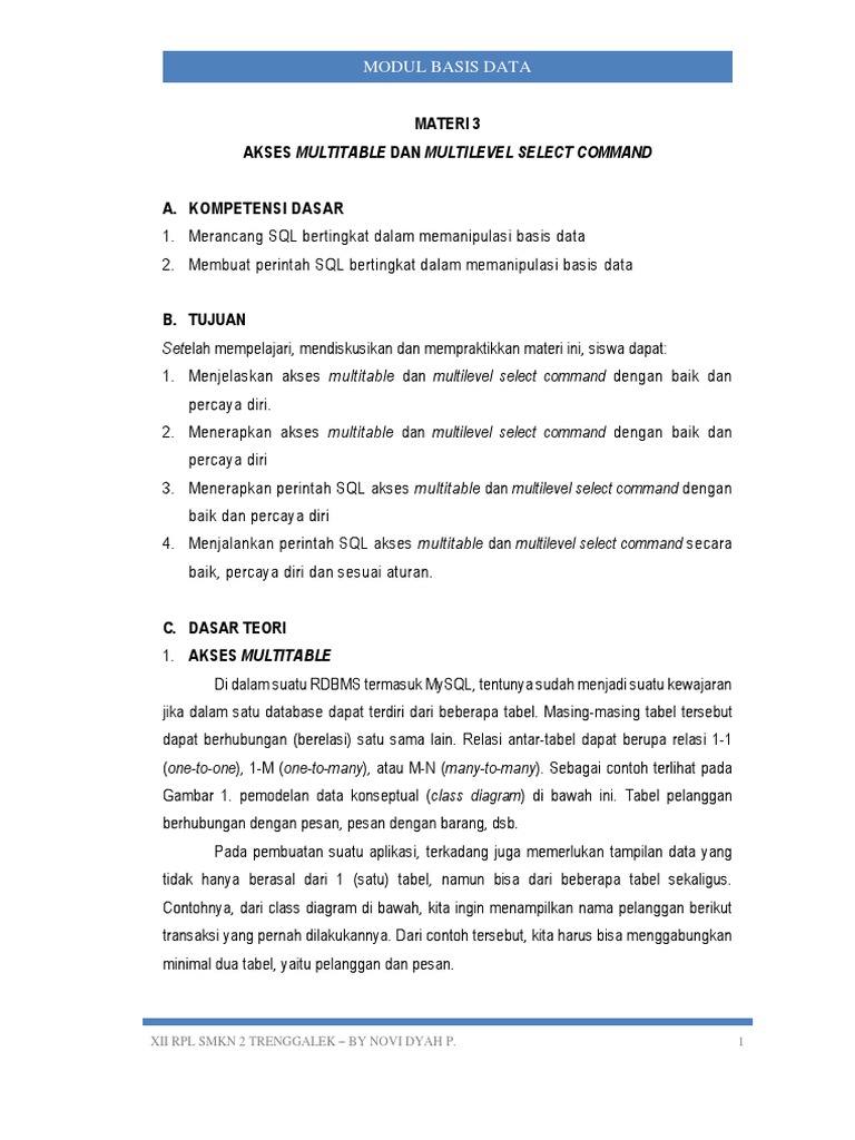 BASDAT 3 Multitable Dan Multilevel Select Command FIX | PDF