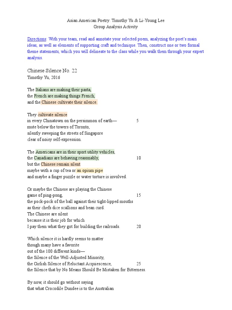 Asian American Poetry | PDF