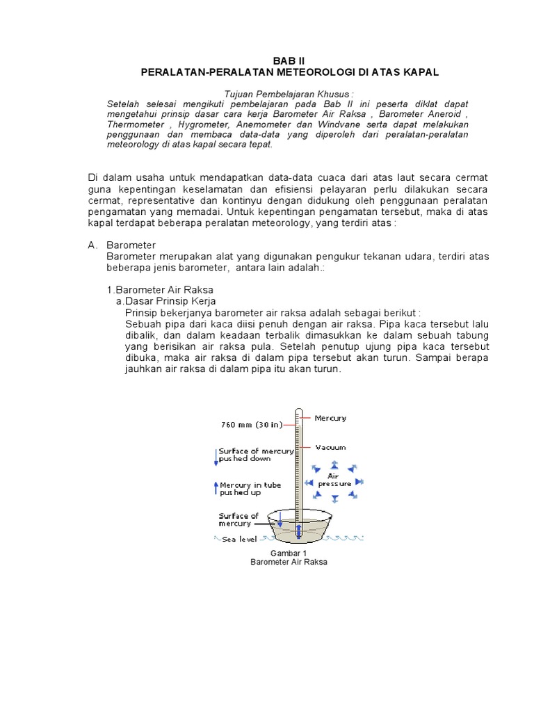 Alat Meteorologi di Kapal: Barometer | PDF