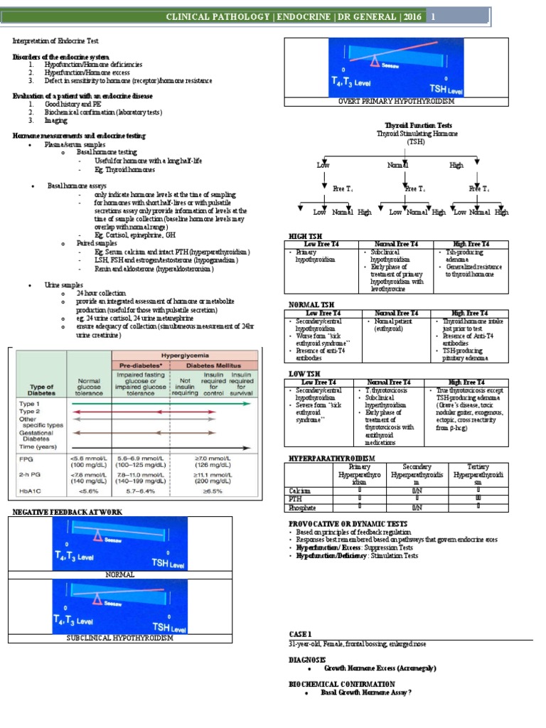 Endocrine Disorders: Test Interpretations | PDF | Hypothyroidism ...