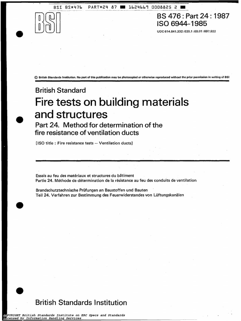 BS 476-24 1987 | PDF | Duct (Flow) | Fires