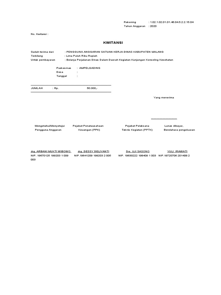 Kwitansi Kopipu Ormas | PDF