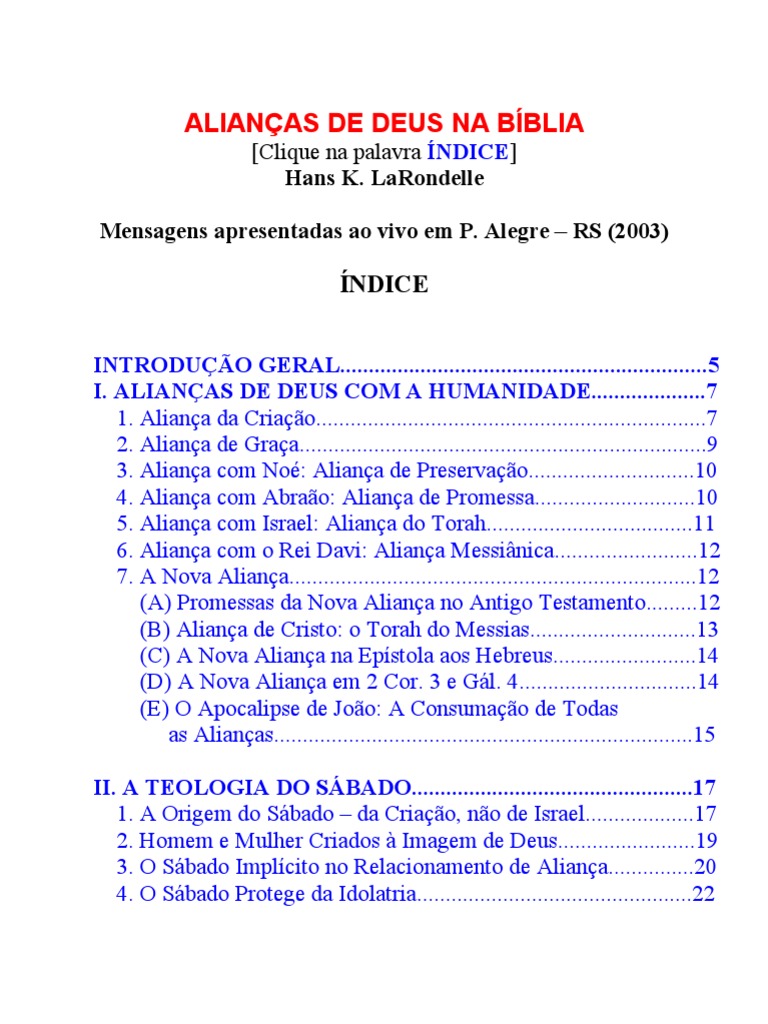 ~Alianças de Deus na Bíblia | PDF | Novo Testamento | Shabat