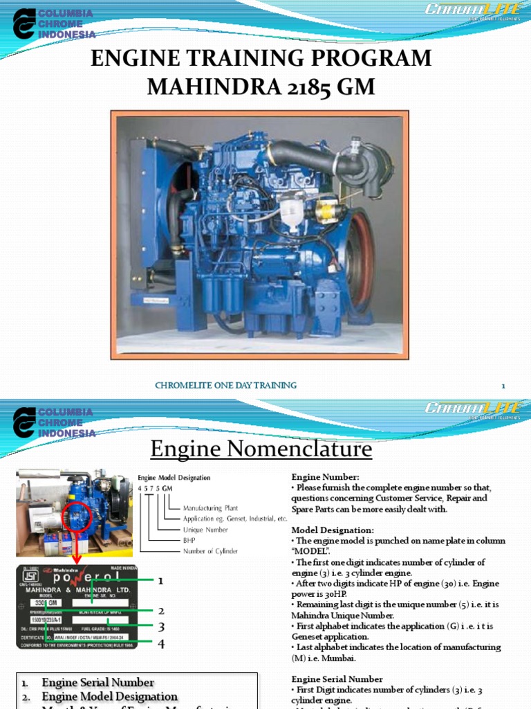 Engine Training Program Mahindra 2185 GM: 1 Chromelite One Day Training ...