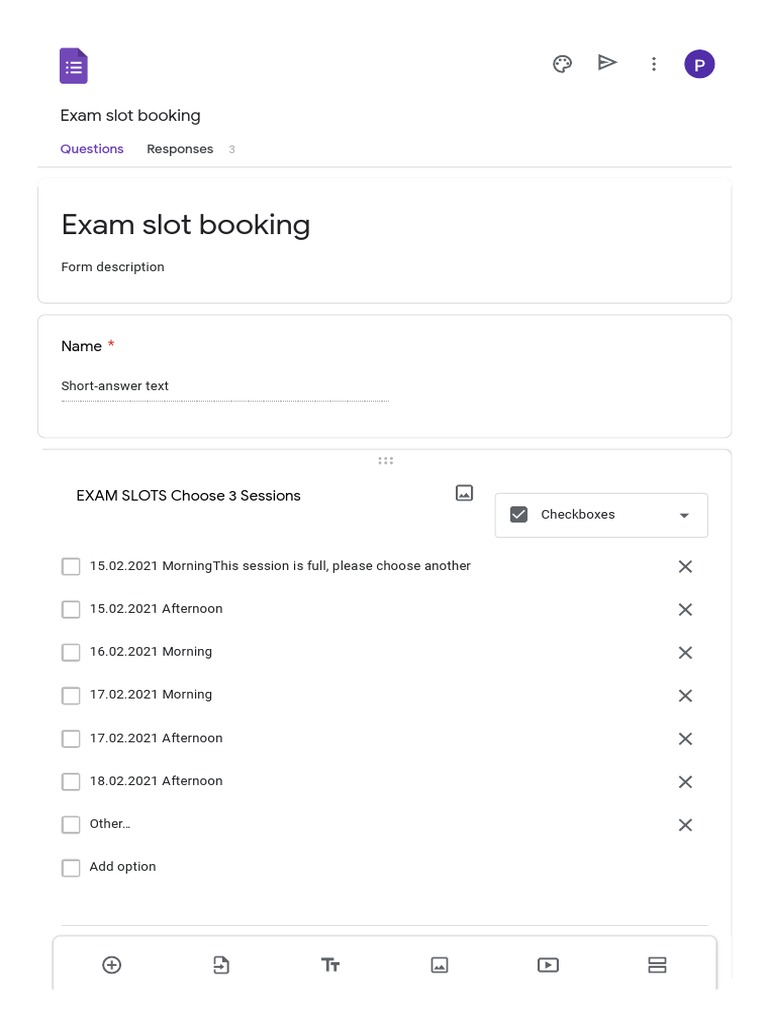 Exam Slot Booking - Google Forms | PDF