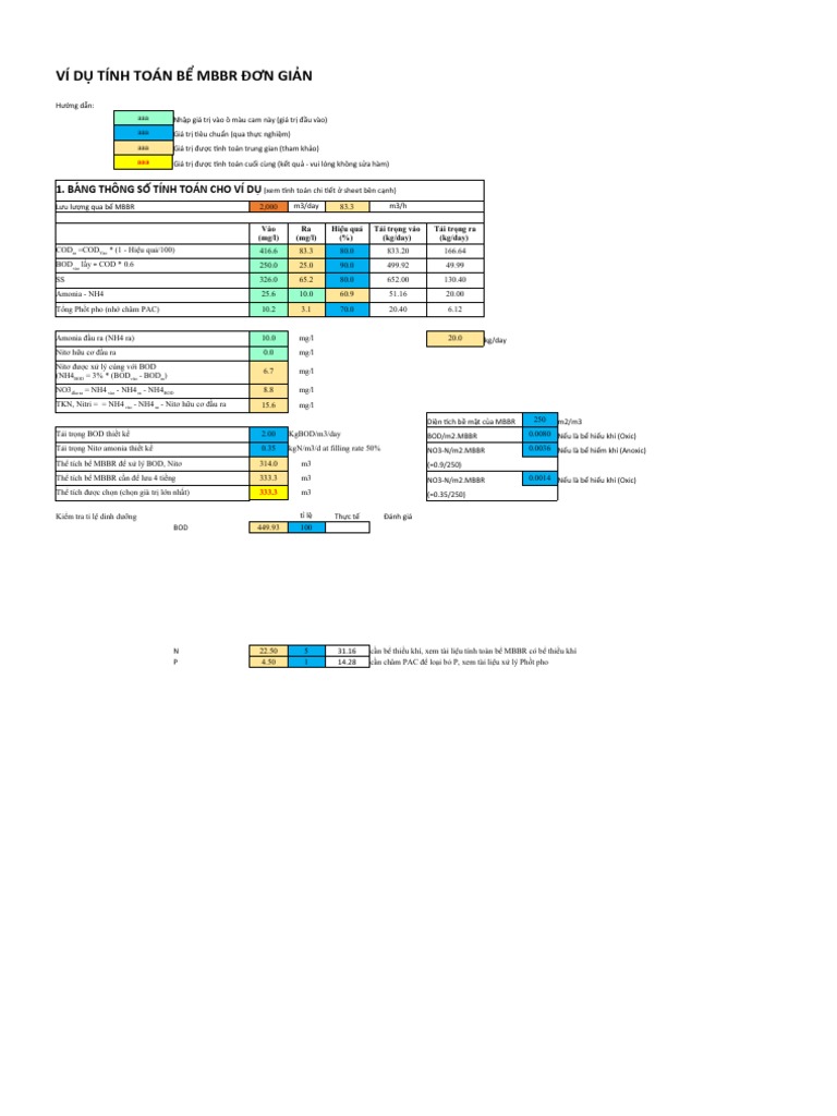 MBBR Calculation RevO2 | PDF