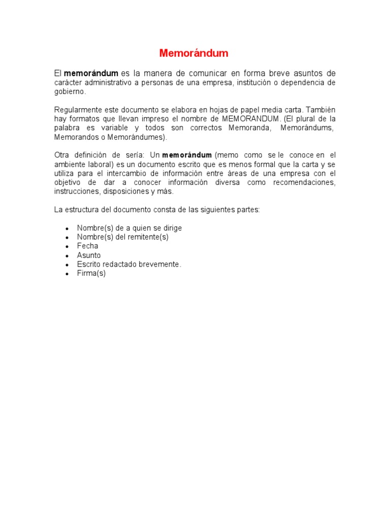 Ejemplos y definición de memorándum | PDF | Guatemala