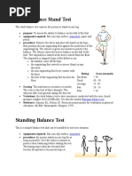 Stork Balance Stand Test Protocol | PDF | Sports | Recreation
