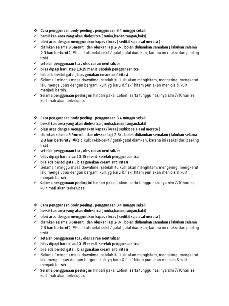 Cara Penggunaan Body Peeling | PDF