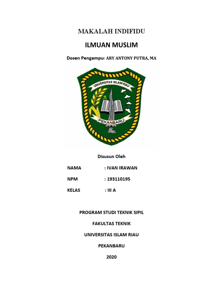 Ivan Irawan 193110195 3a Ilmuan Muslim | PDF