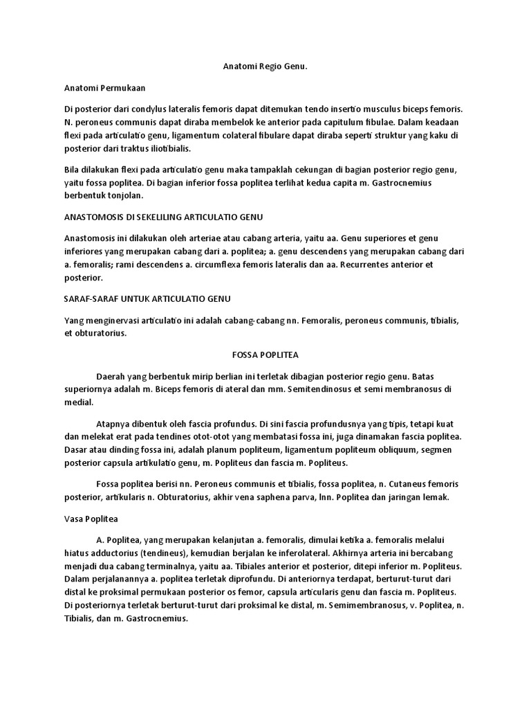Anatomi Regio Genu | PDF