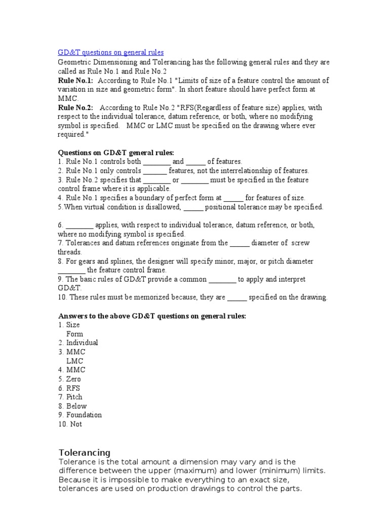 GD&T Interview Questions and Answers | PDF | Engineering