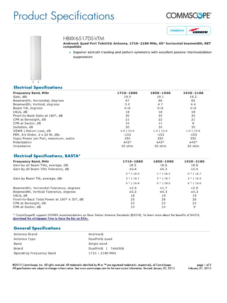 Andrew HBXX 6517ds VTM | PDF
